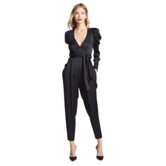 A.L.C. | Pants & Jumpsuits | Alc Black Satin Jumpsuit Nwt Luxe Onepiece ...